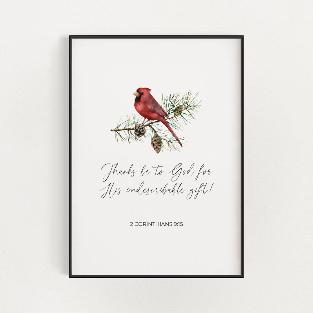 2 Corinthians 9:15 Christian Christmas Scripture Printable Wall Art ...