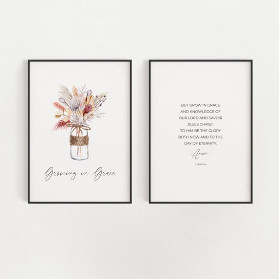 Wall Décor Watercolor Print Wall Art instant download Grow in Grace ...