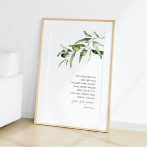 Numbers 6:24-26 Printable Olive Branch Bible Verse Wall Art, the ...