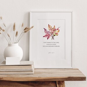 Psalm 107:1 Give Thanks to the Lord Printable Bible Verse Wall Art for ...