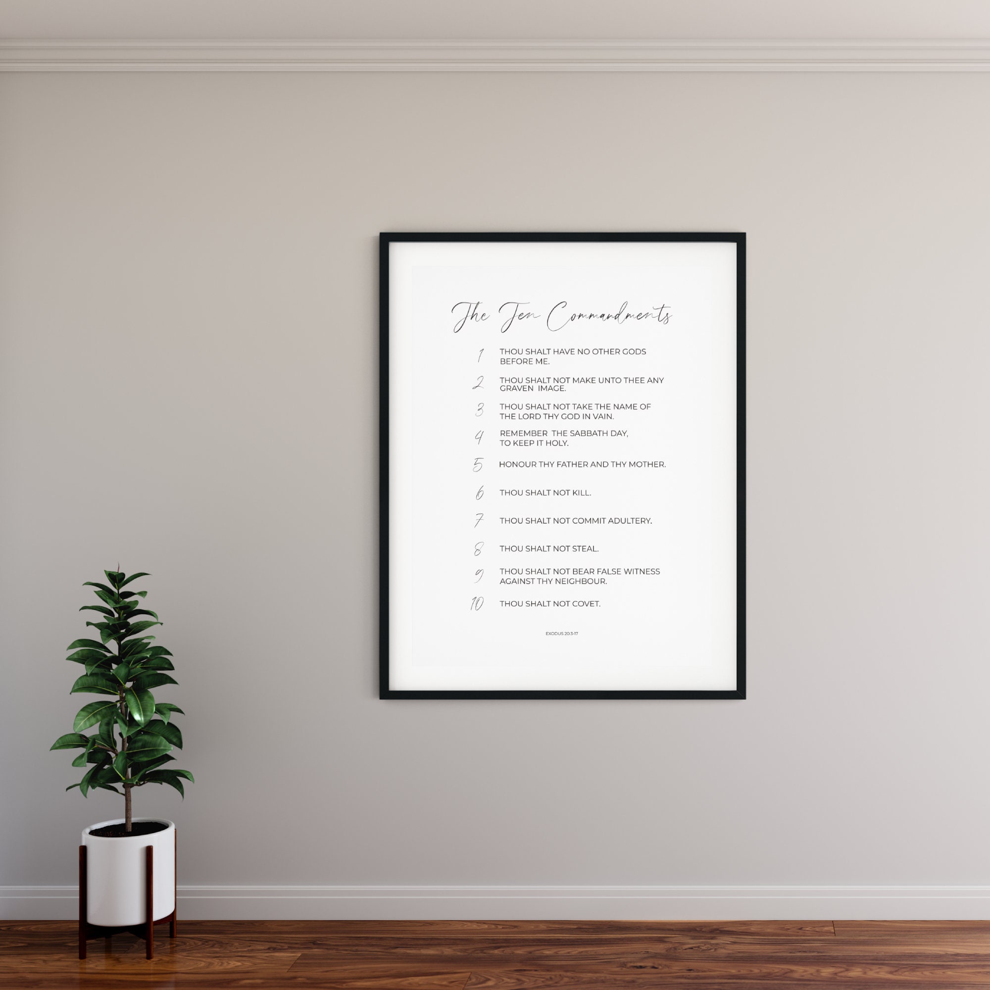 The Ten Commandments KJV Printable Bible Verse Wall Art Decor ...