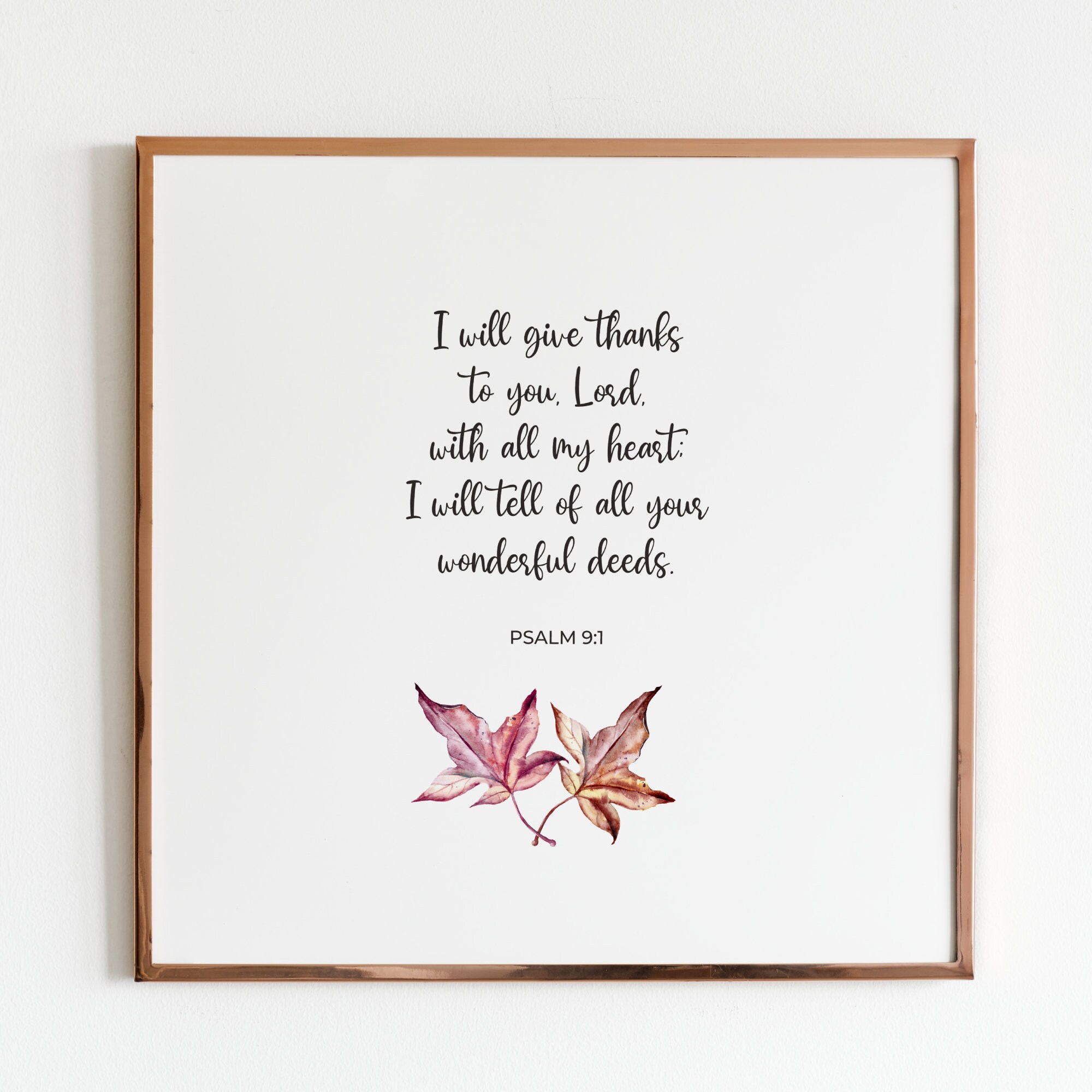 Psalm 9:1 I Will Give Thanks to You Lord Thanksgiving - Etsy UK