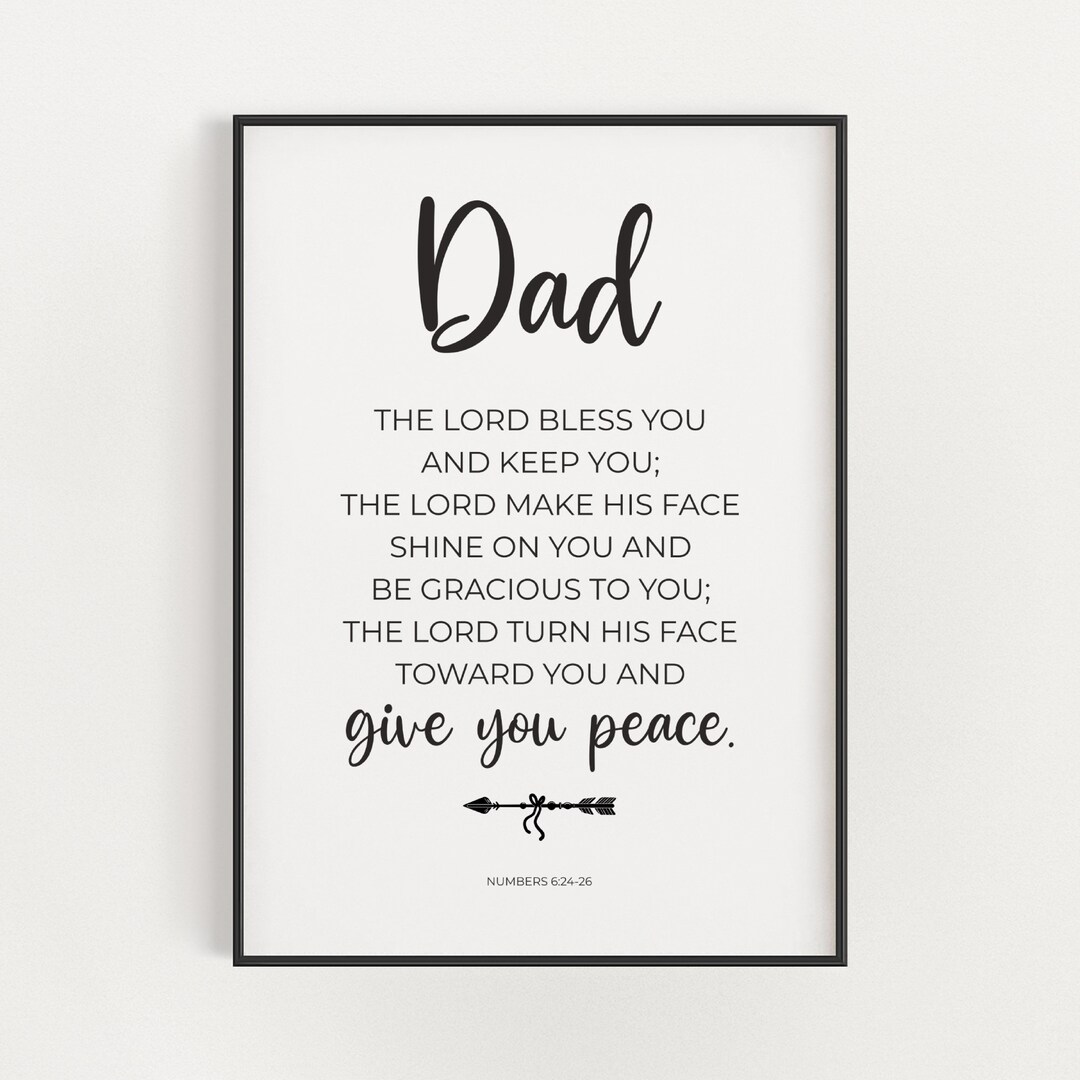 Numbers 6:24-26 Printable Bible Verse Wall Art, Christian Father's Day ...