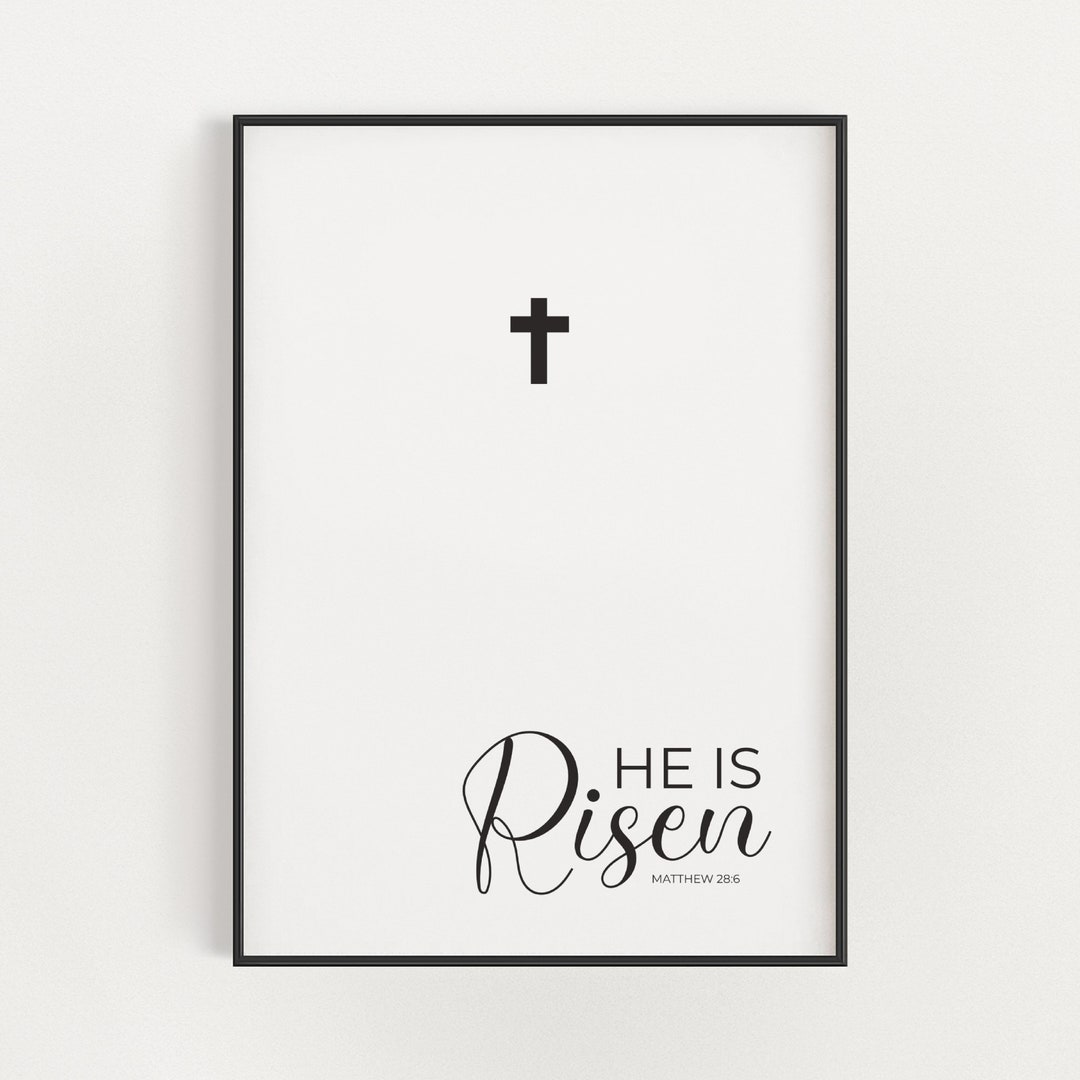 Matthew 28:6 He is Risen Easter Printable Bible Verse Wall Art With ...