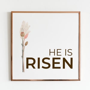 He is Risen Scripture Printable, Matthew 28:6 Bible Verse Art, Easter ...