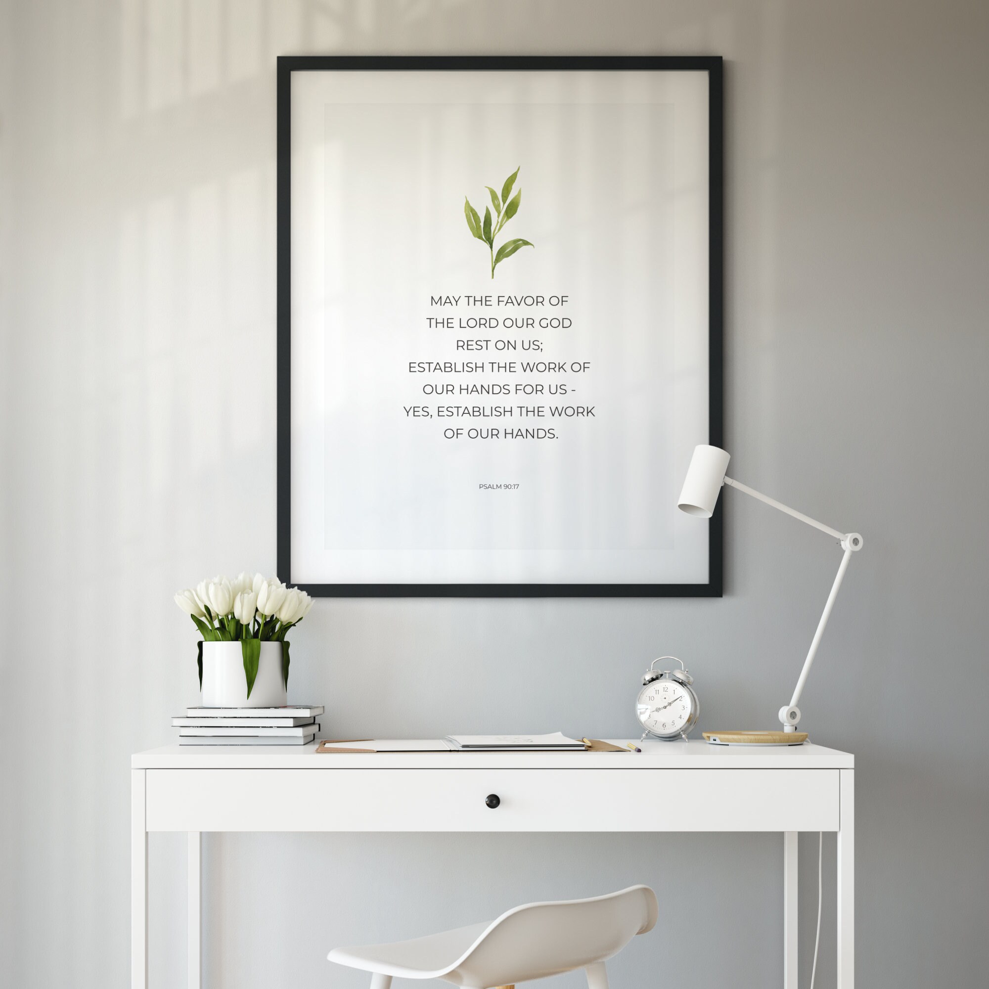 Psalm 90:17 Christian Office Printable Wall Art, Religious Bible Verse ...