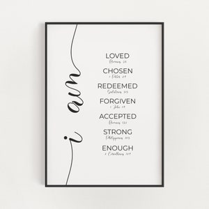 Modern Printable Bible Verse Affirmations Wall Art, Minimalist ...