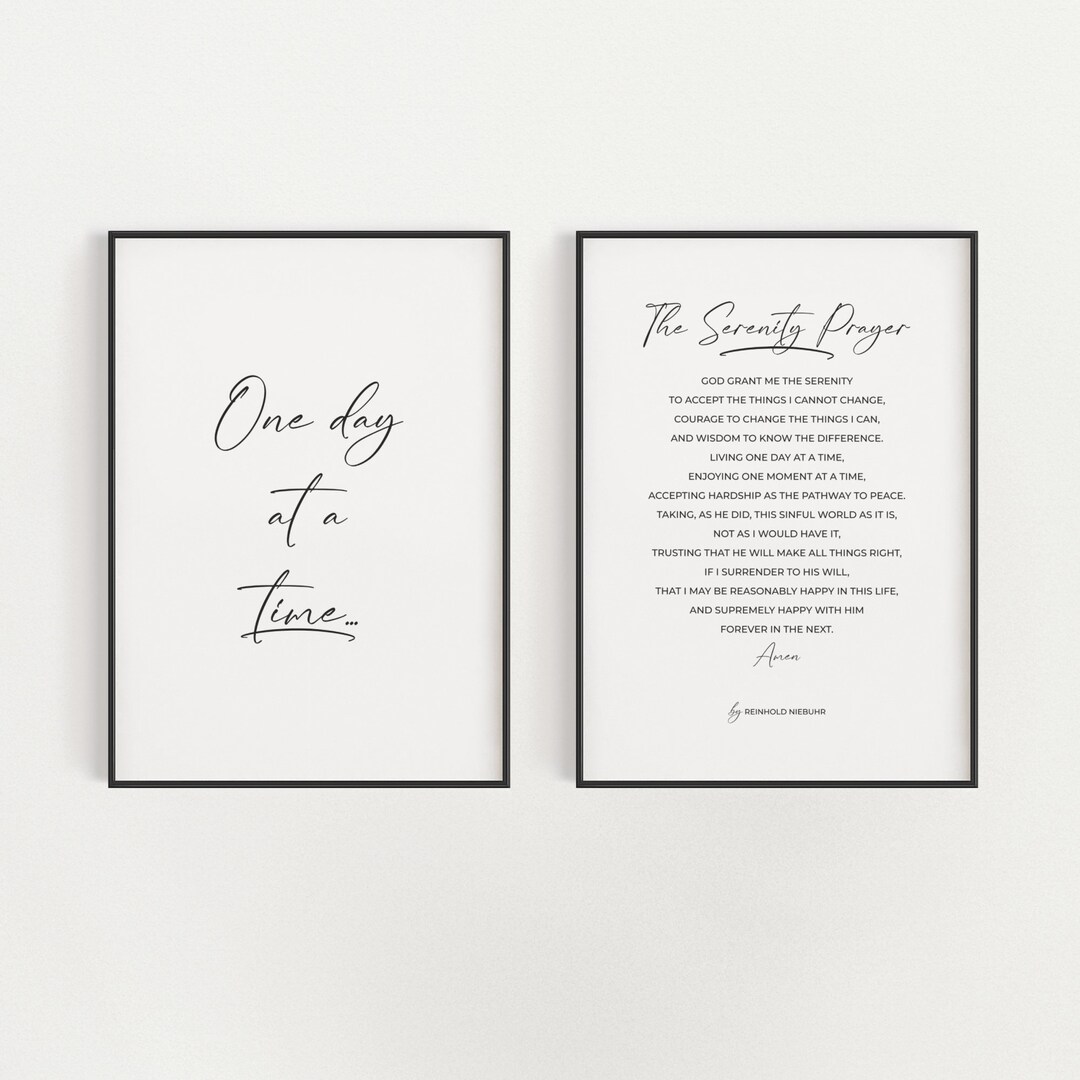 Set of 2 Full Serenity Prayer Printable Wall Art, Minimalist Alcoholics ...
