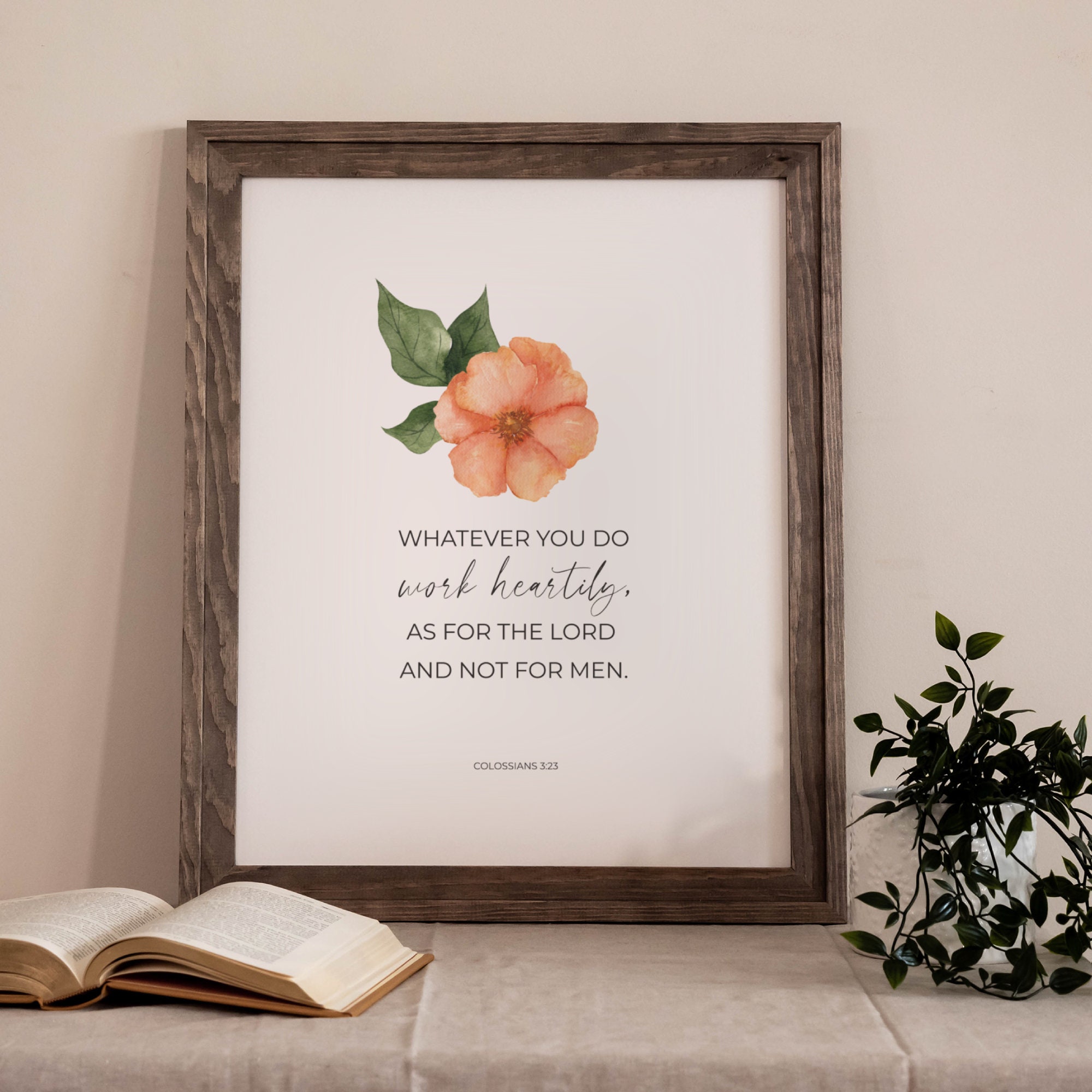 Colossians 3:23 Girly Christian Office Decor Bible Verse | Etsy
