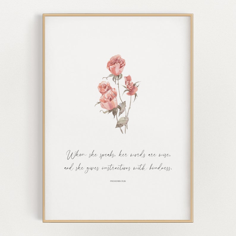 Proverbs 31:26 Printable Bible Verse Wall Art, Christian Teacher or ...