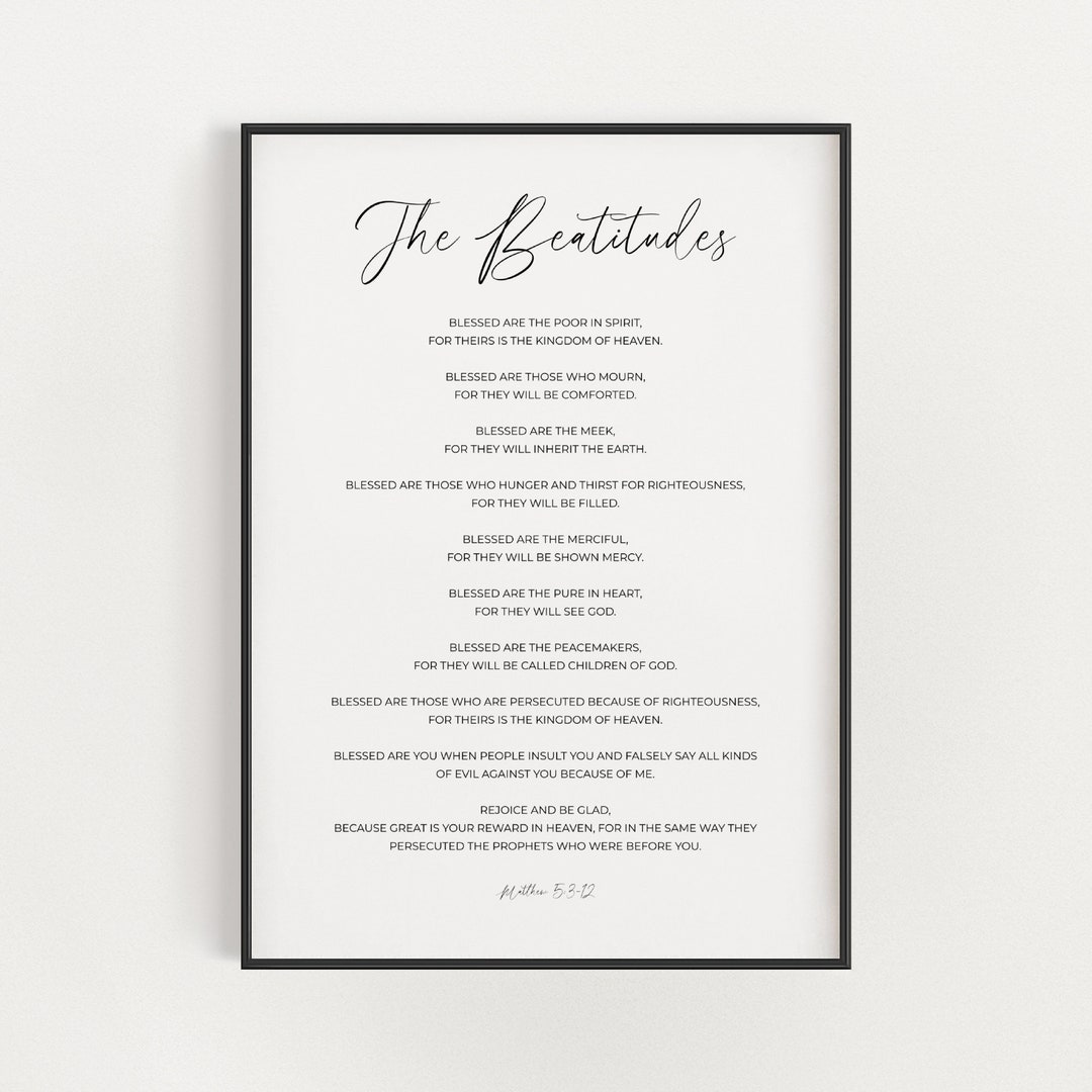 The Beatitudes, Bible Verse Printable, Minimalist Christian Wall Art ...