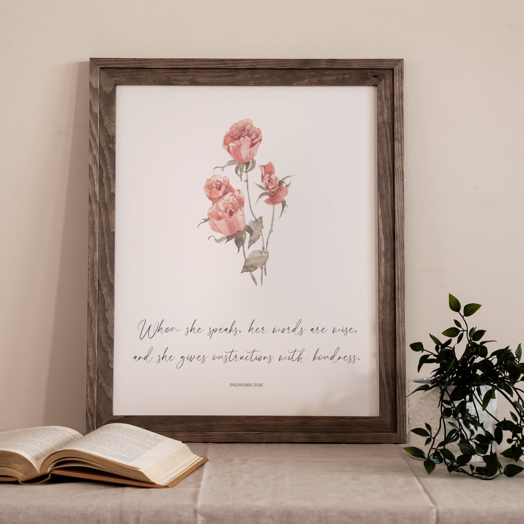 Proverbs 31:26 Printable Bible Verse Wall Art, Christian Teacher or ...