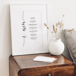 Modern Printable Bible Verse Affirmations Wall Art, Minimalist ...