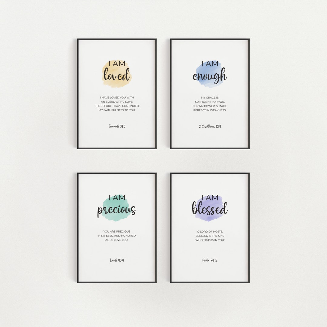 Printable Christian Affirmations for Kids Set of 4 Nursery Scripture ...