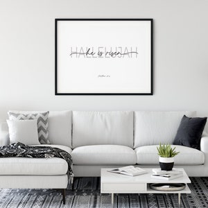 He is Risen Printable Easter Bible Verse Wall Art, Modern Christian ...