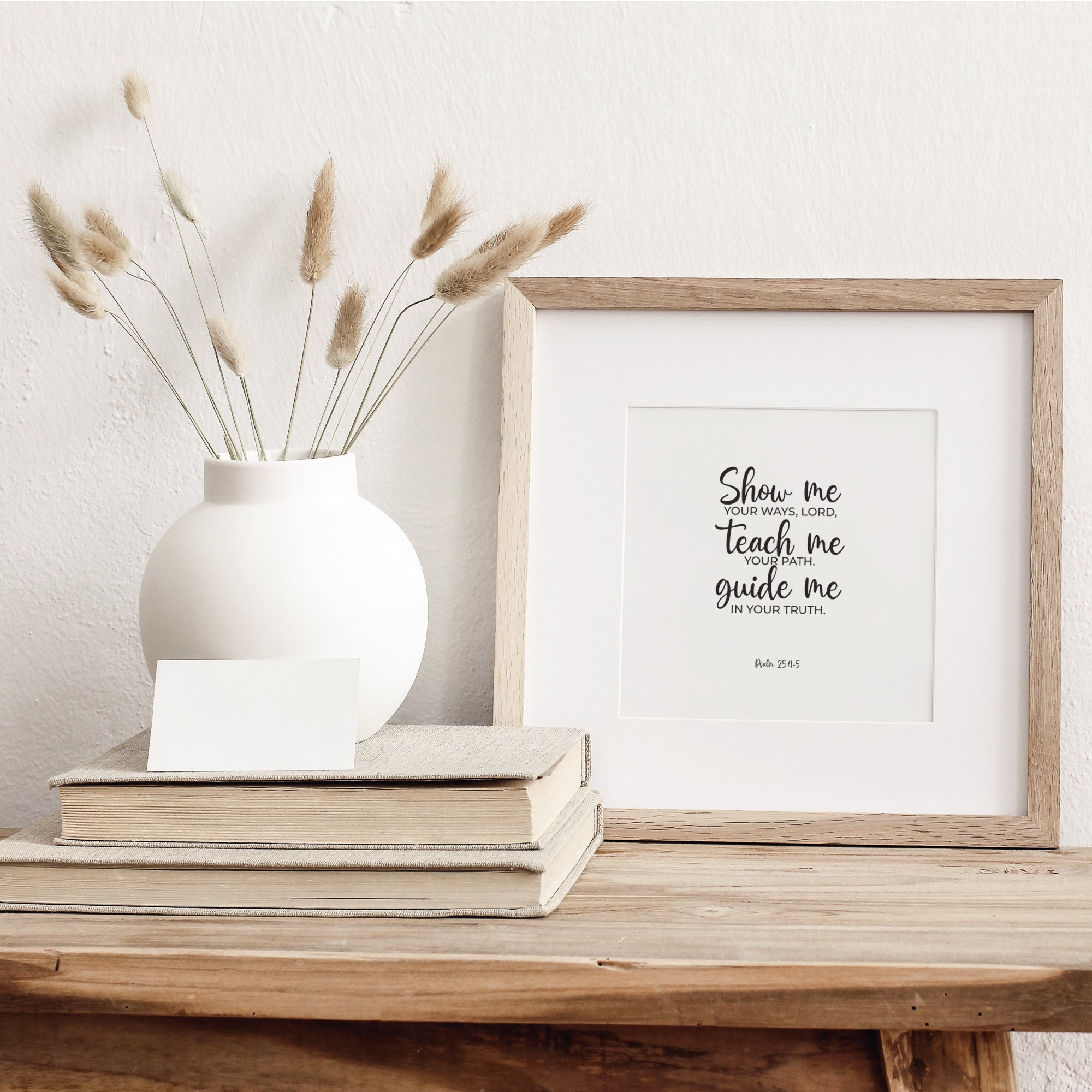 Psalm 25:4-5 Bible Verse Printable, Minimalist Typography Christian ...