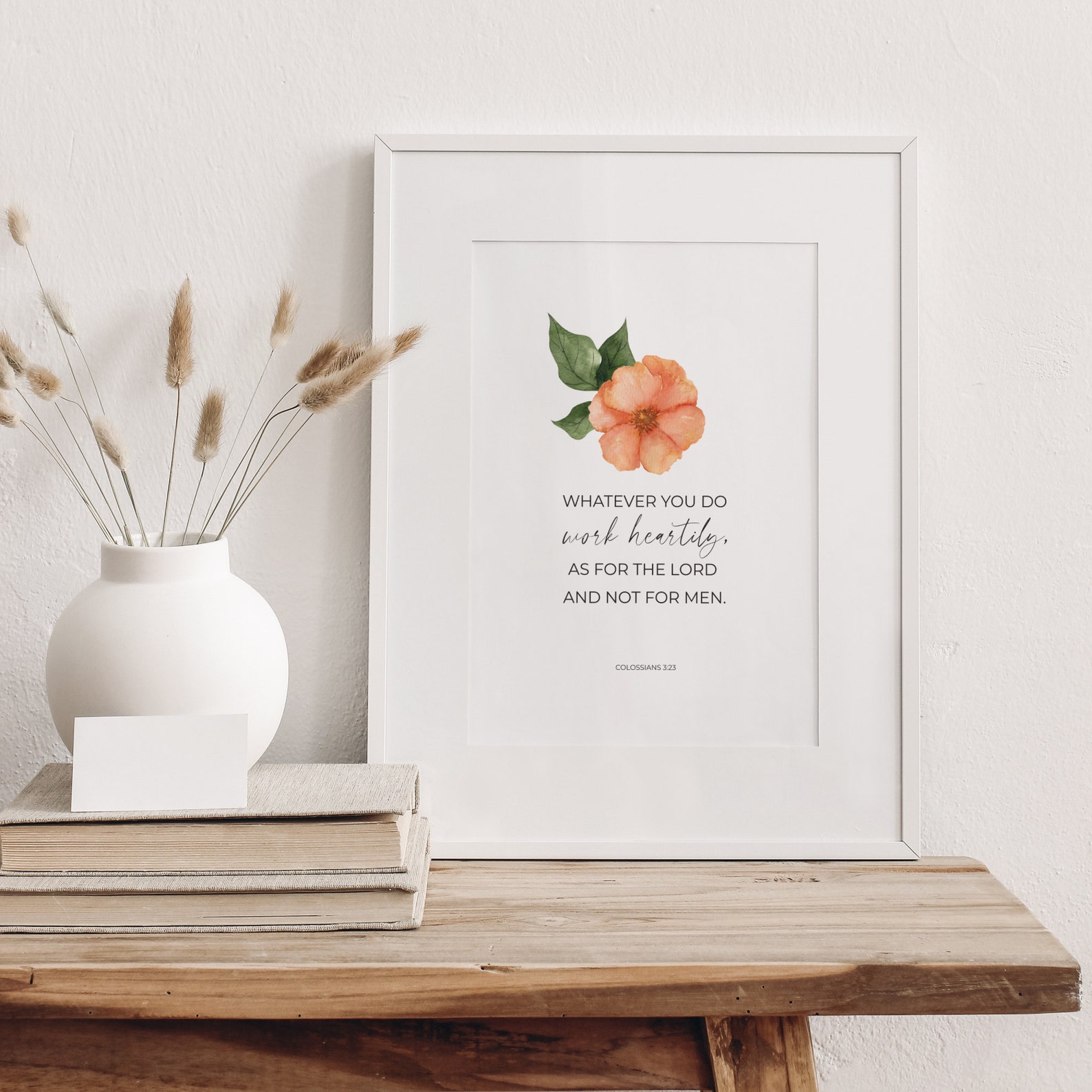 Colossians 3:23, Girly Christian Office Decor, Bible Verse Printable ...