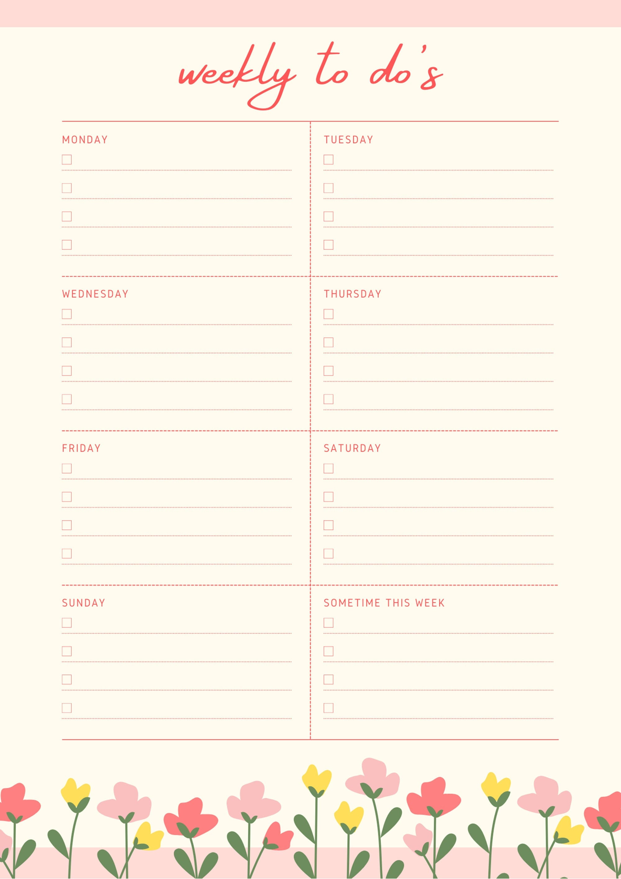 Spring Flower to Do List Printable, to Do List Planner Page,instant ...