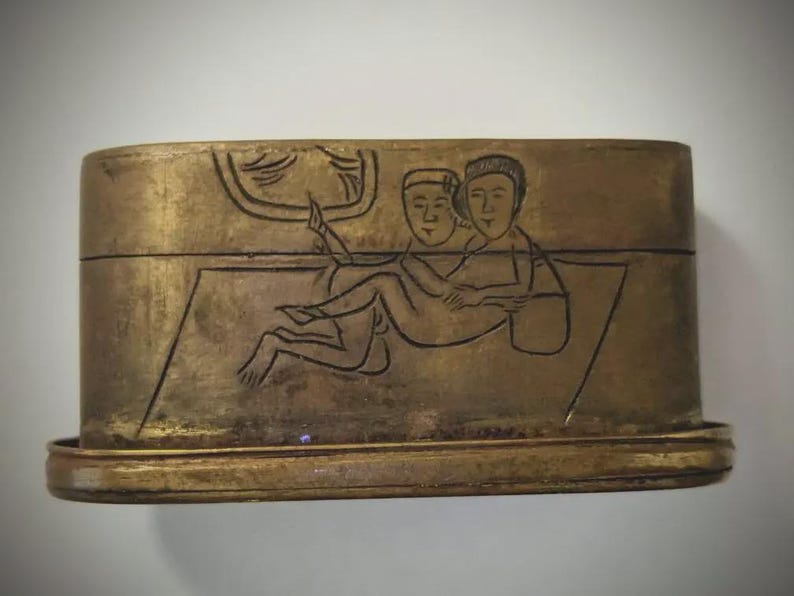 Antique Paktong Snuff Box – Chinese Erotica, Secret Compartment - Etsy