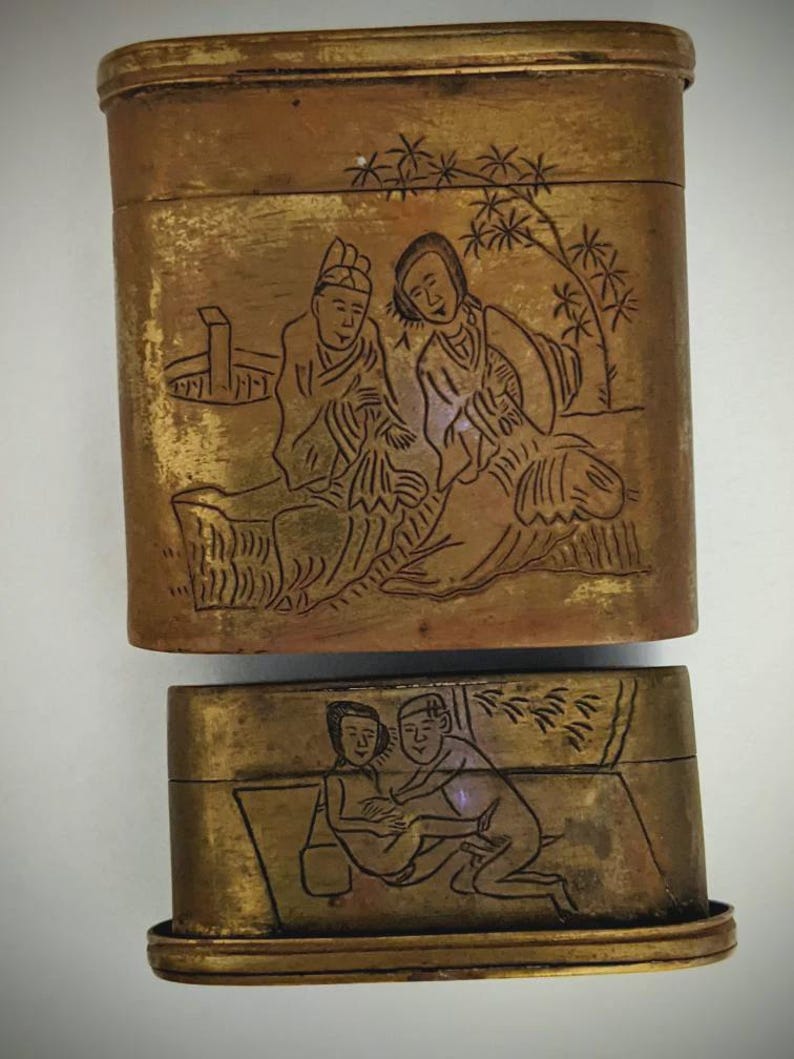 Antique Paktong Snuff Box – Chinese Erotica, Secret Compartment - Etsy