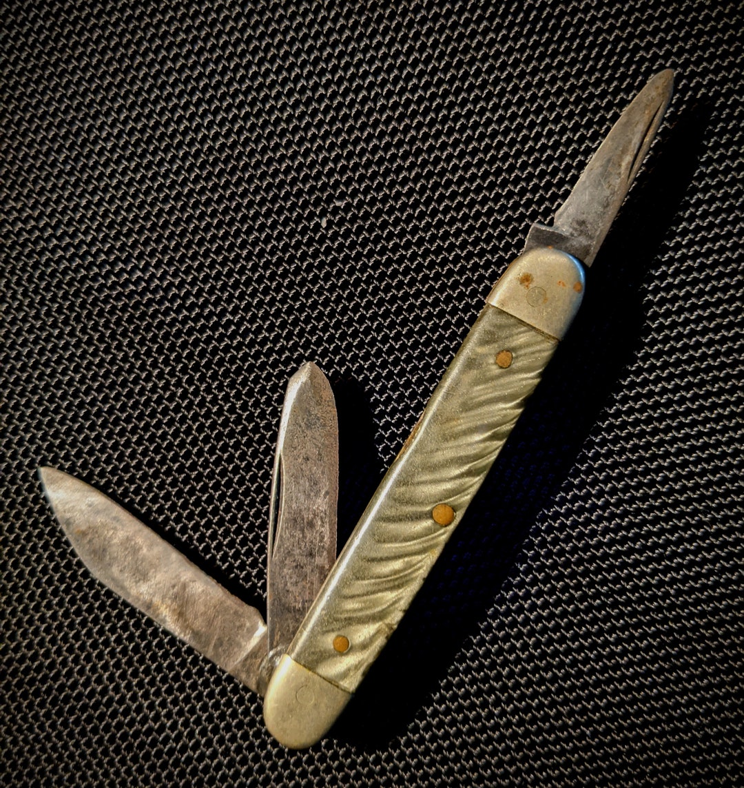 Pocket Knife 3-blades With Celluloid Handle - Vintage 1940s - Etsy