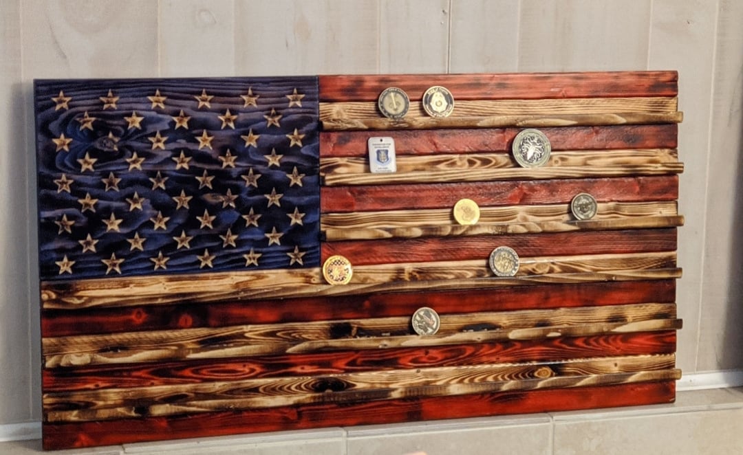 American Flag Challenge Coin Display (36x19) (trading Coins) - Etsy