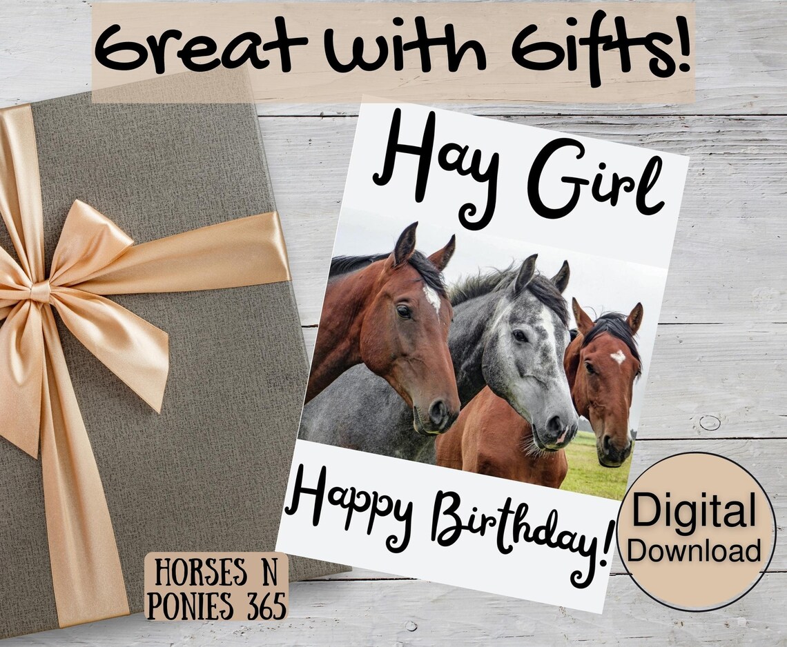 Birthday Card Printable, Downloadable Birthday Cards for Horse Lovers ...