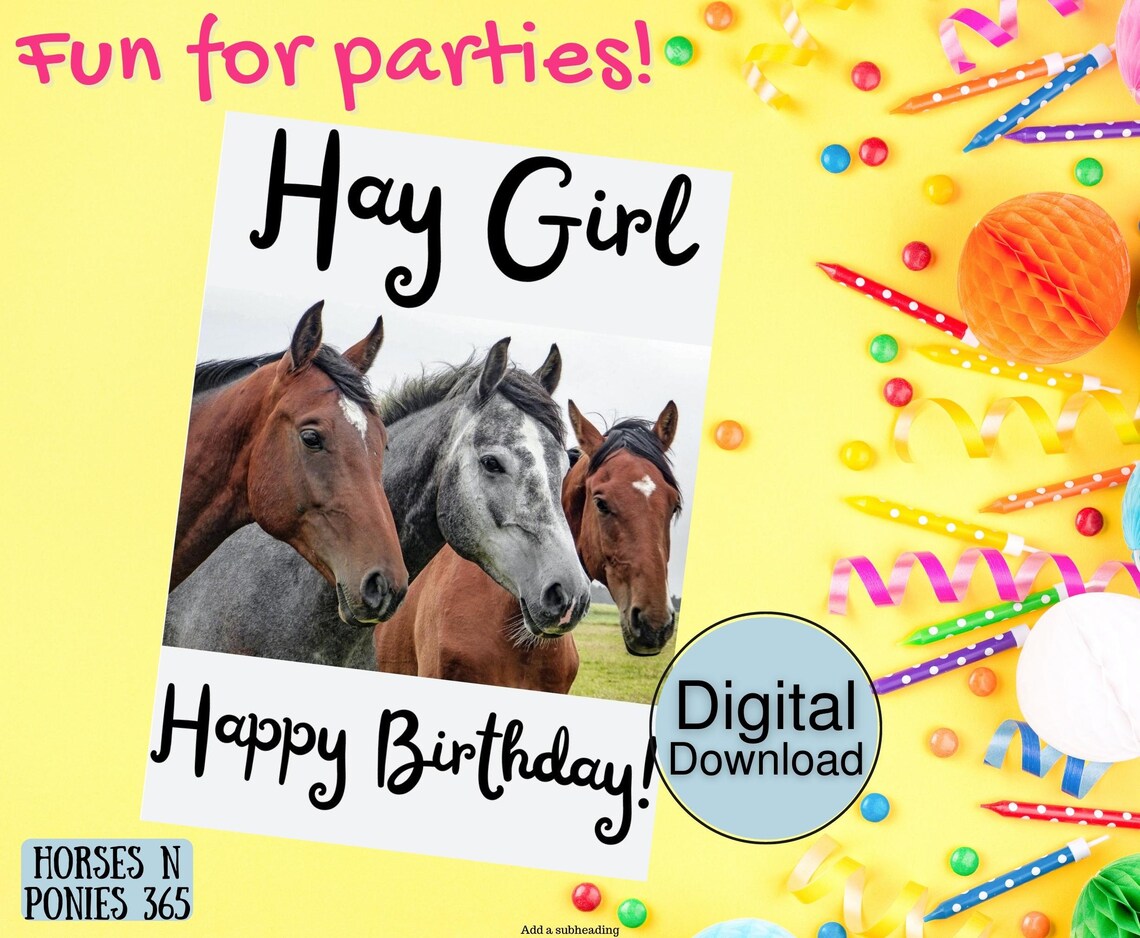 Birthday Card Printable, Downloadable Birthday Cards for Horse Lovers ...