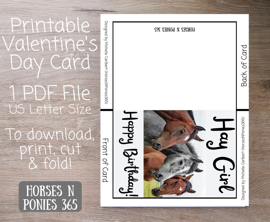 Birthday Card Printable, Downloadable Birthday Cards for Horse Lovers ...