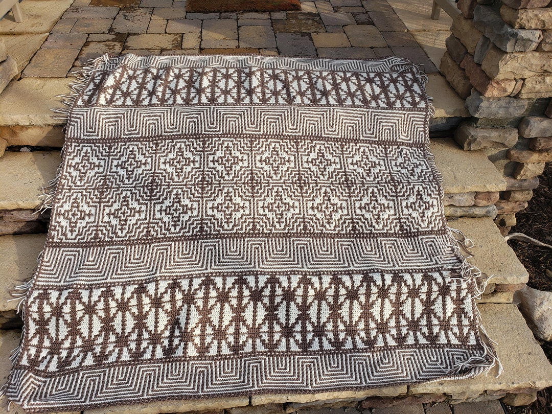 Mosaic Crochet Blanket; Overlay Mosaic Throw; Mosaic Afghan - Etsy