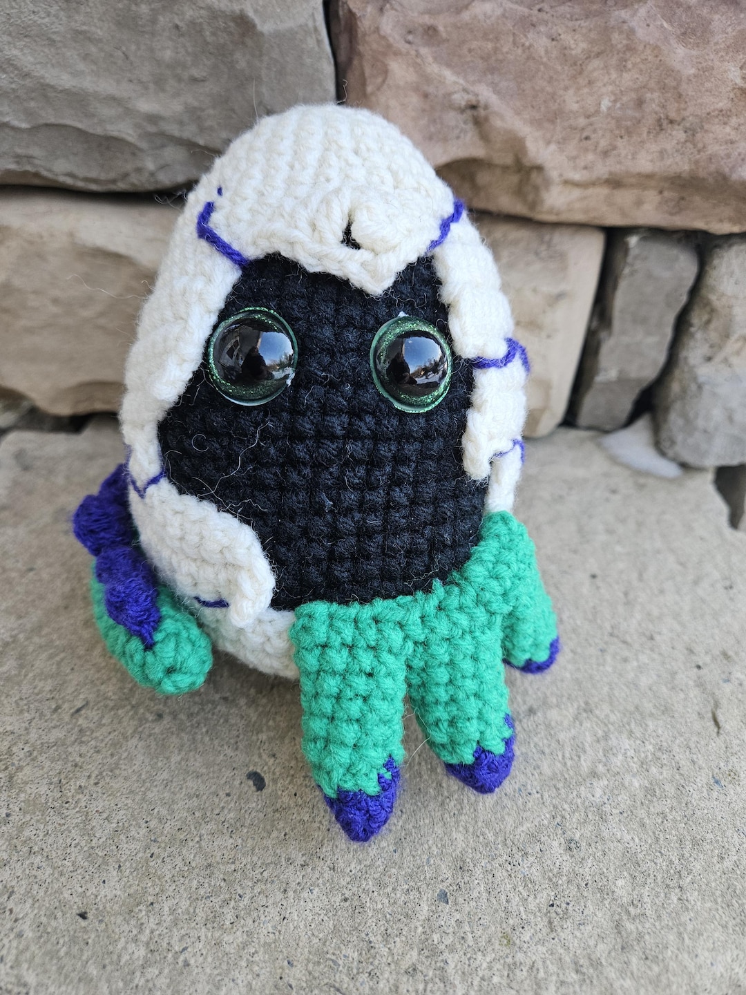 Crochet Hatching Dragon Egg: Green & Purple Monster Plush - Etsy