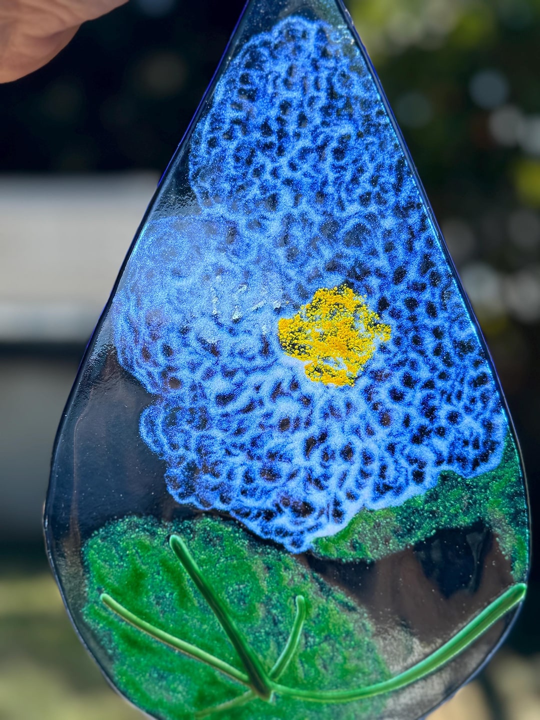 Fused Glass Suncatcher. Fused Glass Teardrop Suncatcher. Glass Flower ...