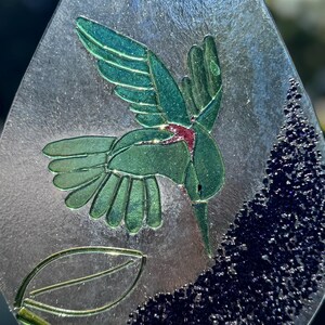 Fused Glass Hummingbird Suncatcher: Teardrop Window Art, Fused Glass ...