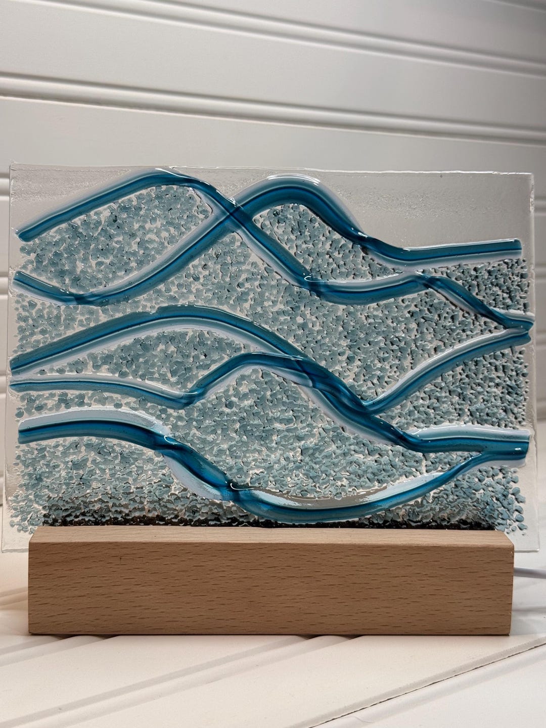 Fused Glass Artwork. Kiln Fused Glass Panel. Fused Glass Artwork. Ocean ...