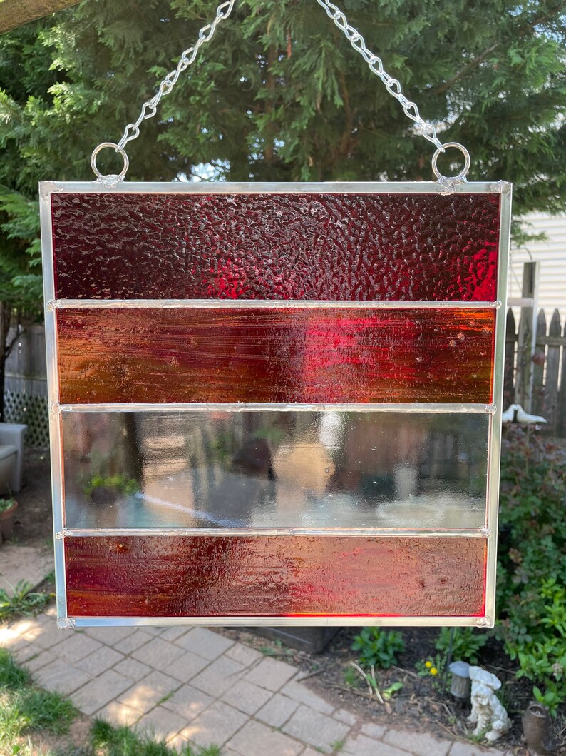 Handmade Red Stained Glass Window Panel: Southwestern Decor - Etsy