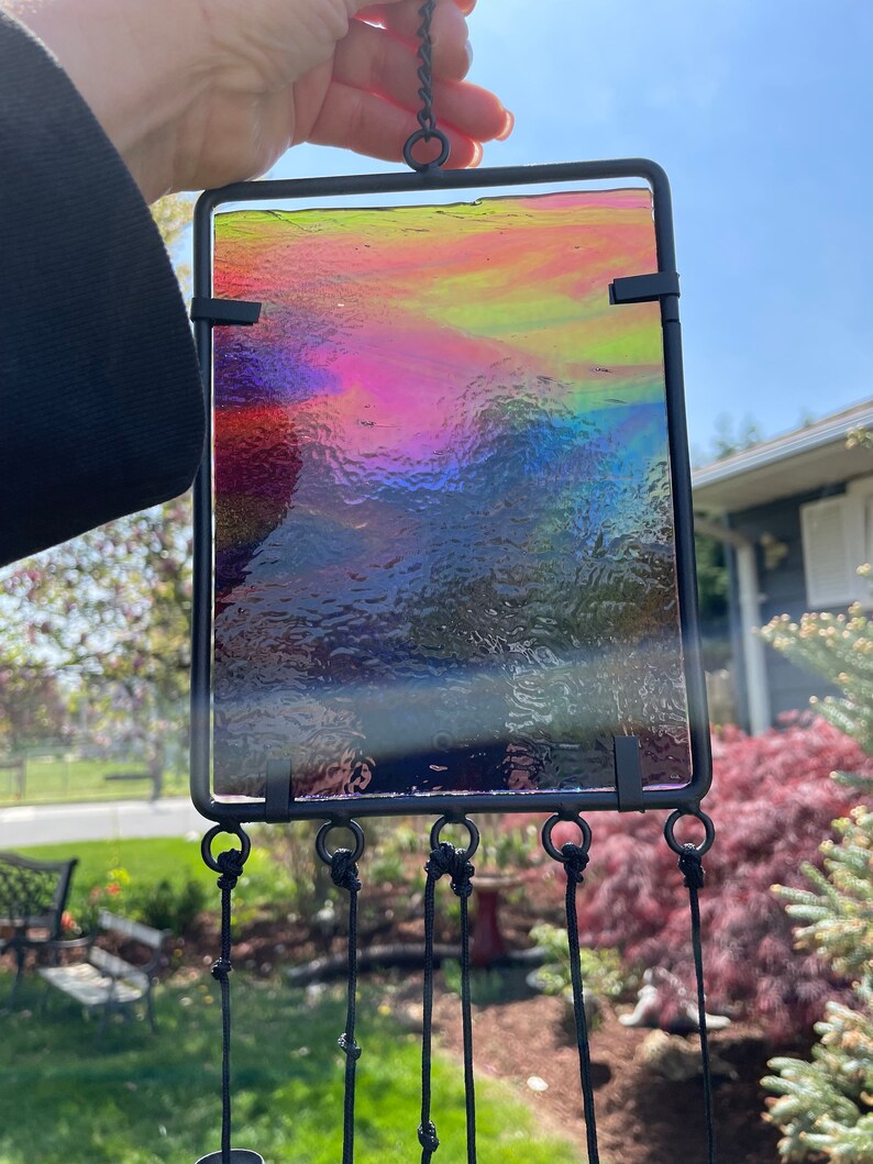 Glass Wind Chime. Aurora Borealis. Rainbow Glass. Garden Art. Wind Chime. Glass Art. - Etsy