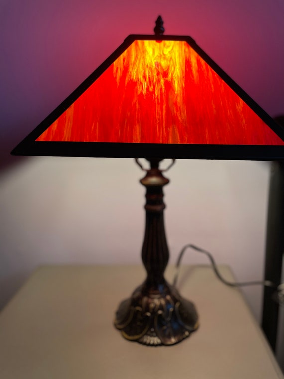 Stained Glass Table Lamp Panel Shade With Tiffany Style - Etsy