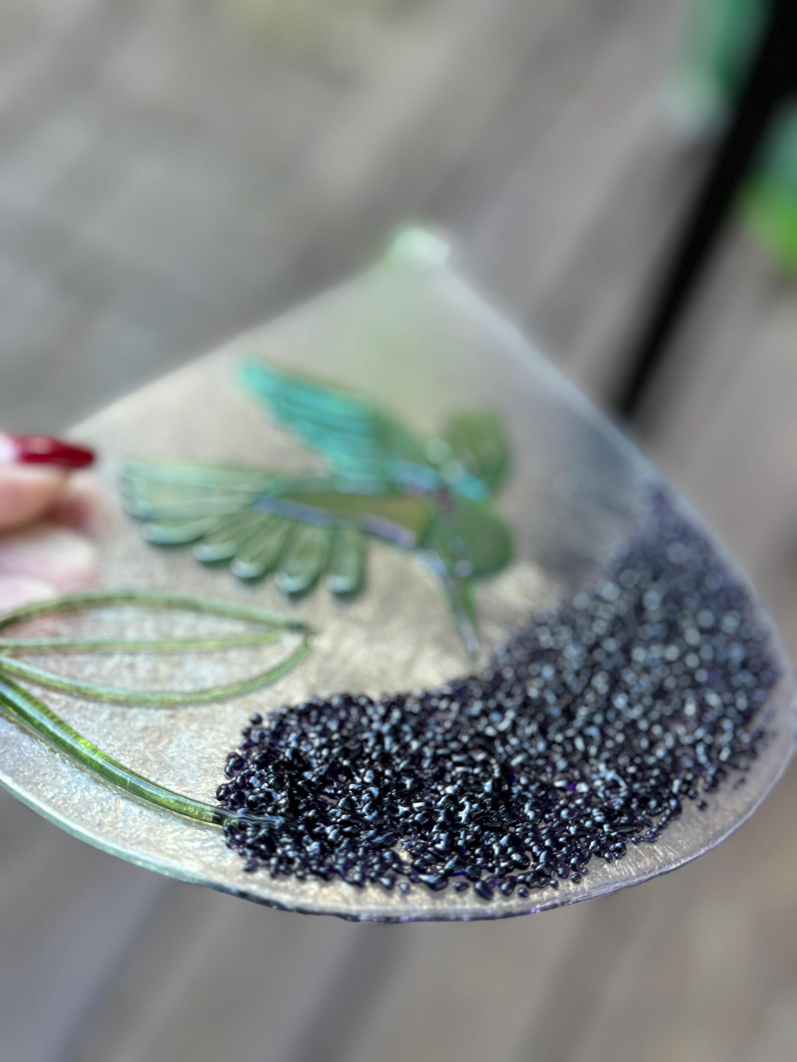 Fused Glass Hummingbird Suncatcher: Teardrop Window Art, Fused Glass ...