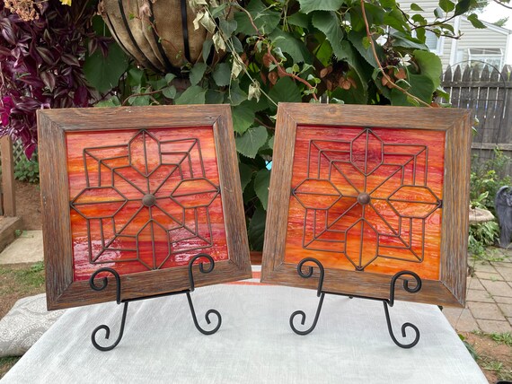 Stained Glass Panel/window/ Hanging. Stained Glass in Rustic - Etsy