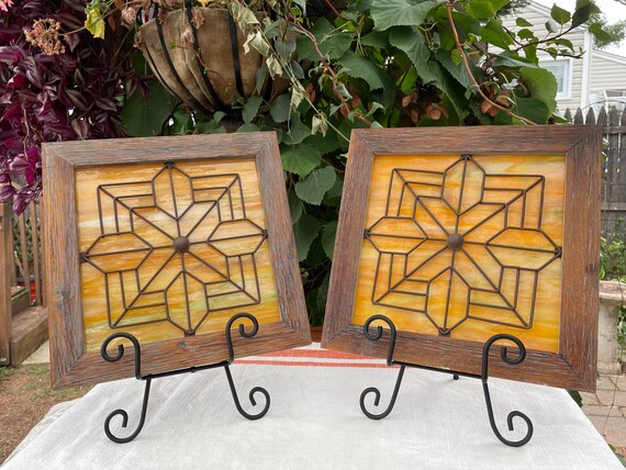 Stained Glass Panel/window/ Hanging. Stained Glass in Rustic - Etsy