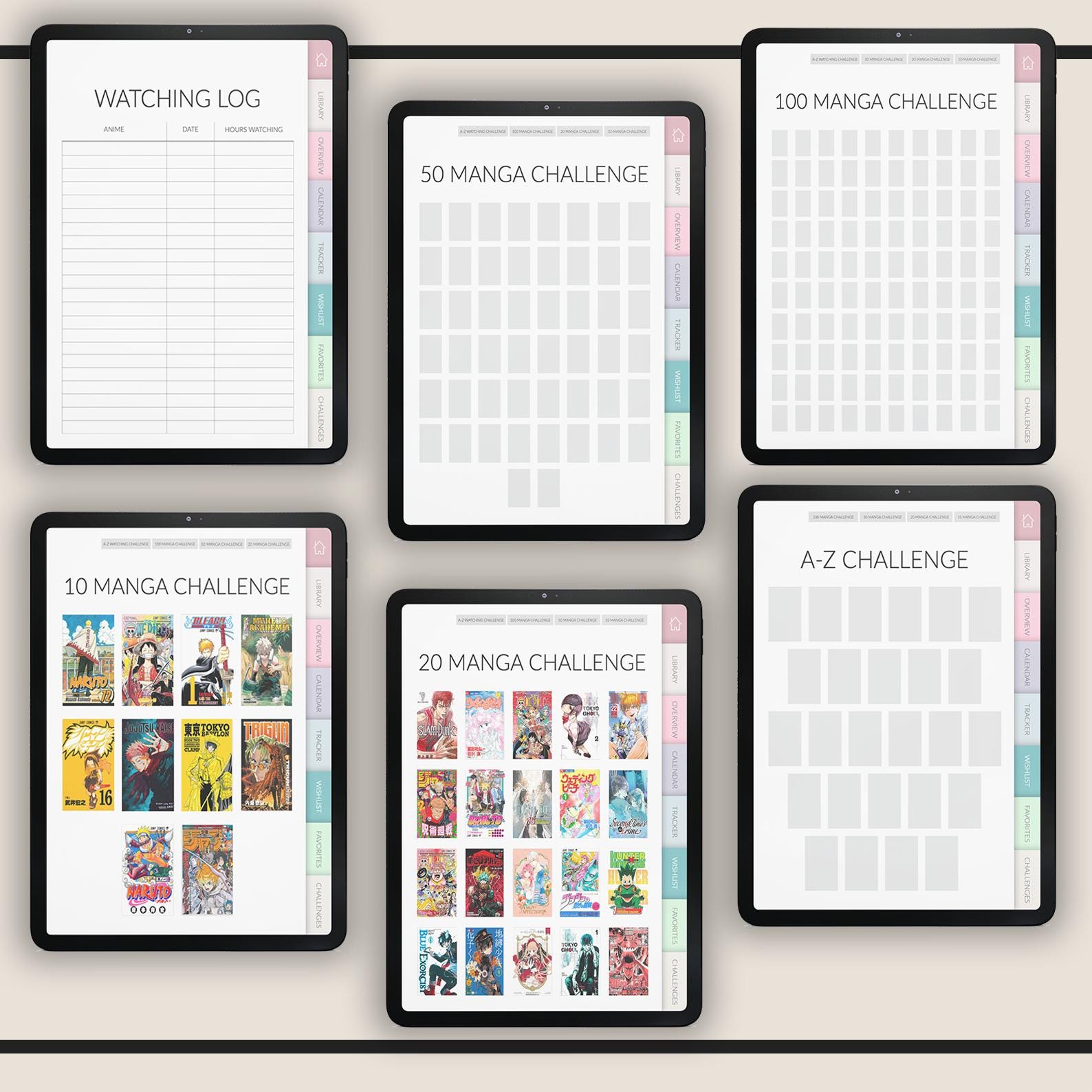 Digital Manga & Anime Journal: Library Tracker, Wishlist (PDF) - Etsy