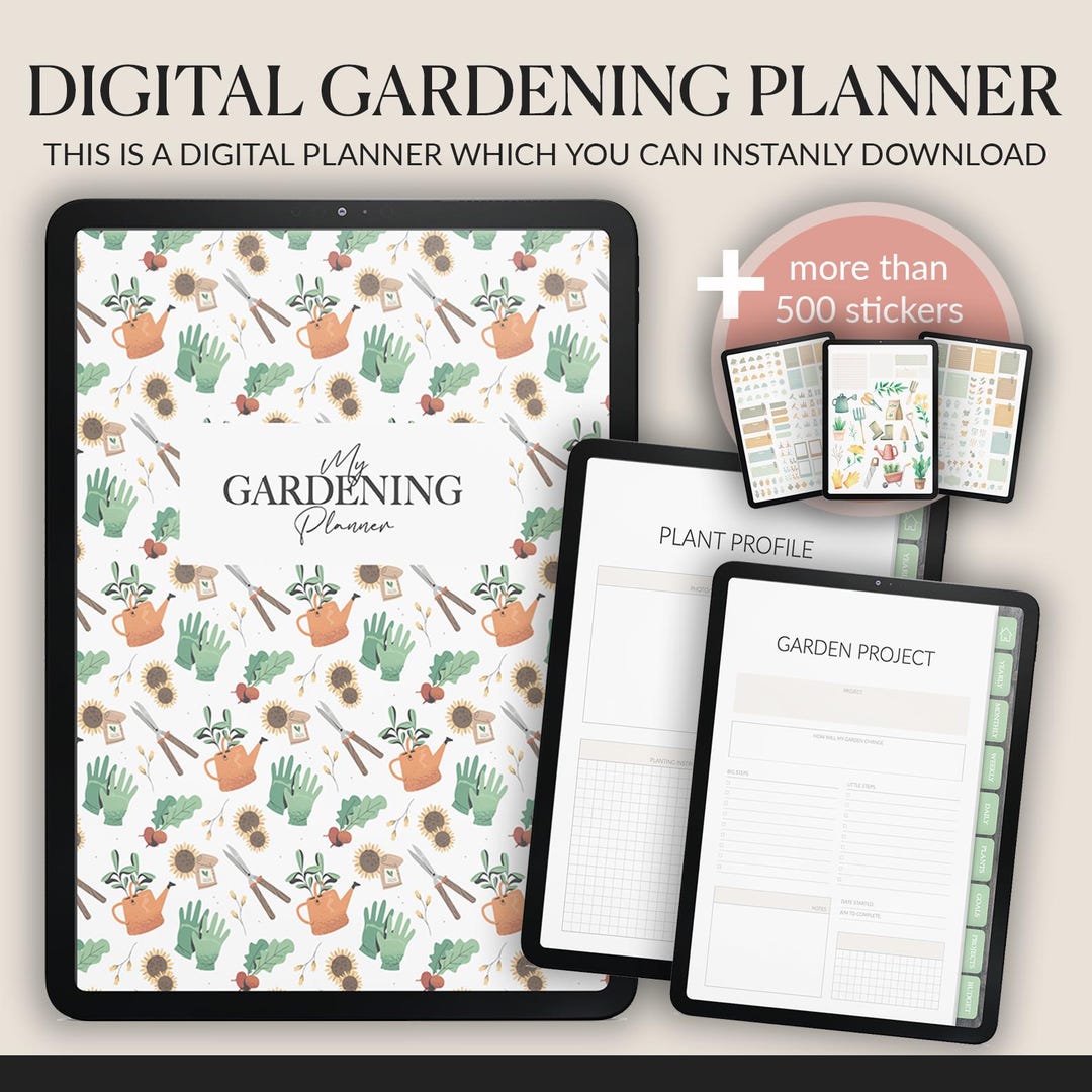 Digital Gardening Planner + 500 Stickers | Goodnotes and Notability ...