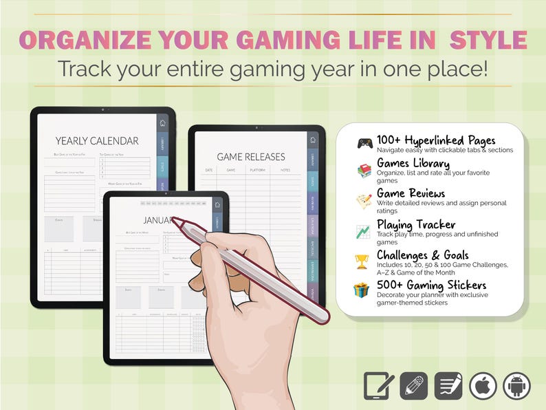Digital Gaming Journal PRO for Gamers | Goodnotes PDF Planner + 500 ...