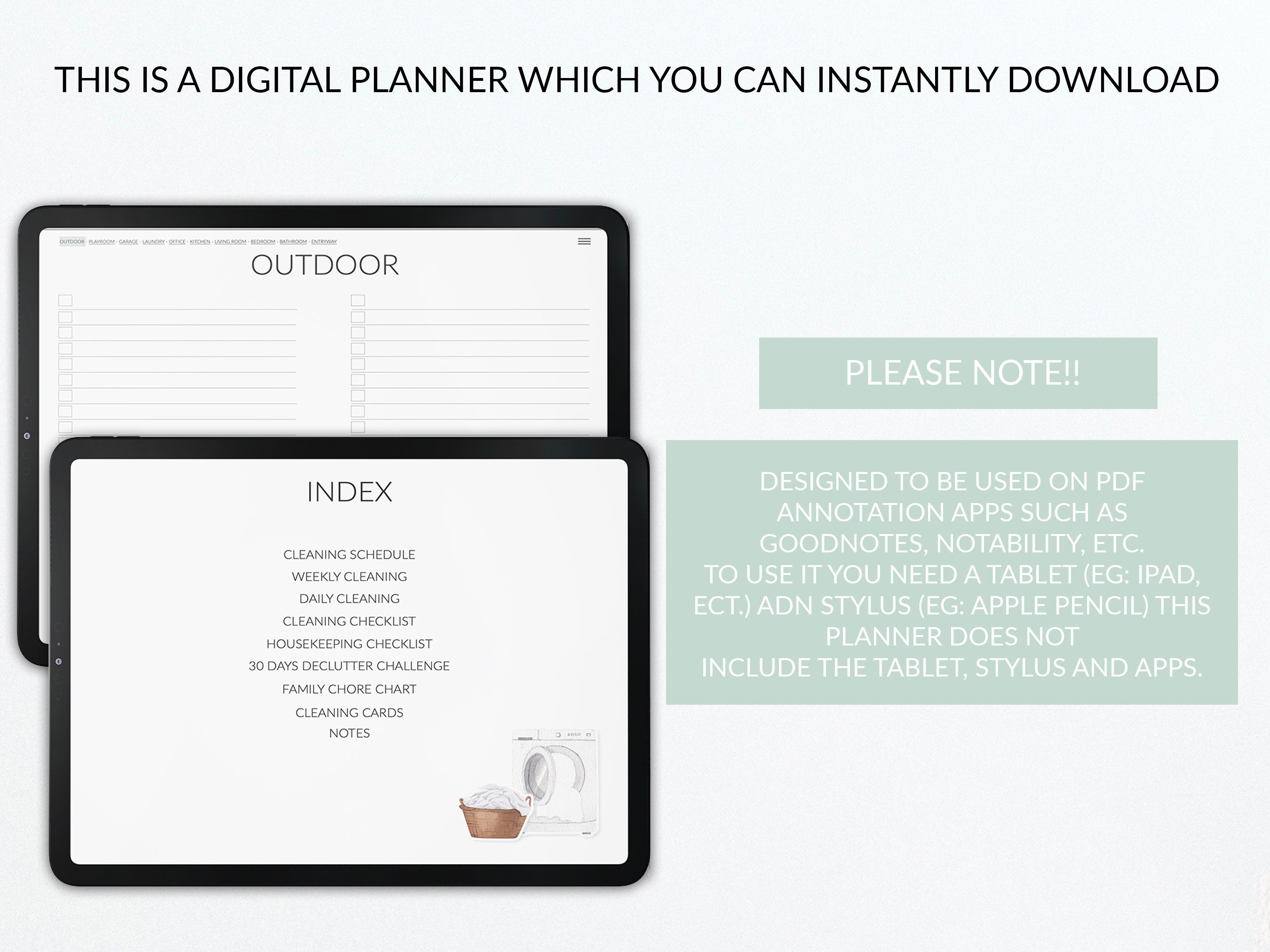 Digital Cleaning Planner Printable Journal Schedule - Etsy