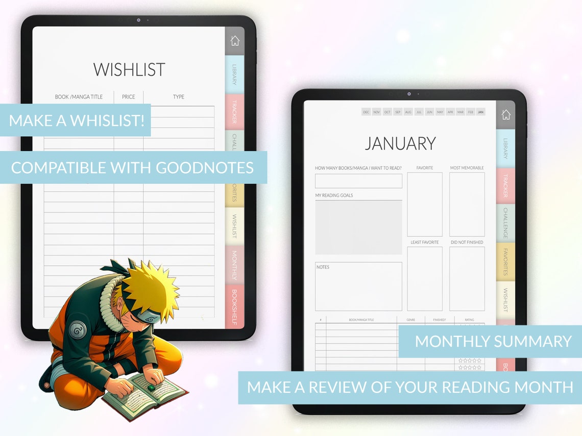 Digital Books & Manga Journal | Manga | Reading Planner | Manga Tracker ...