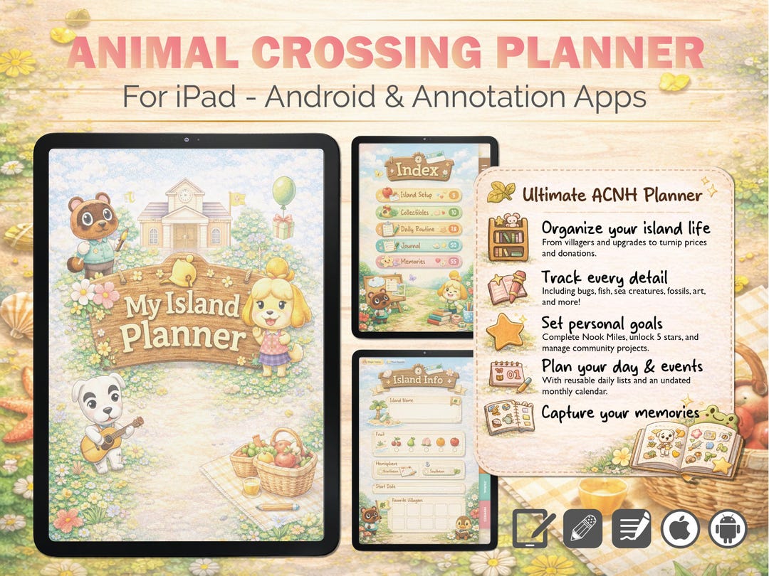 Animal Crossing Digital Planner | ACNH Goodnotes Journal for Island ...