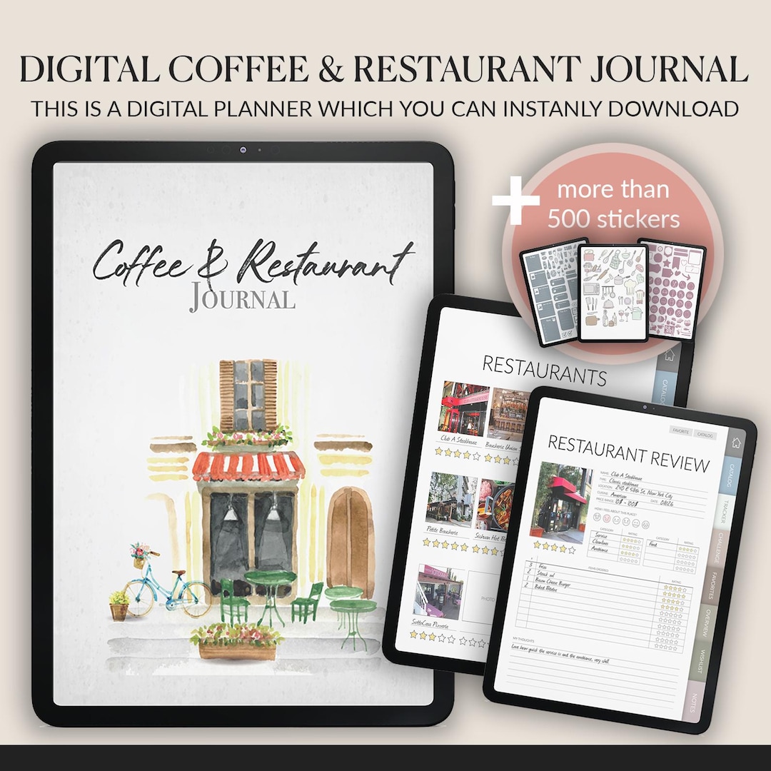 Digital Coffee & Restaurant Journal: Foodie Review Tracker (PDF + 500 ...