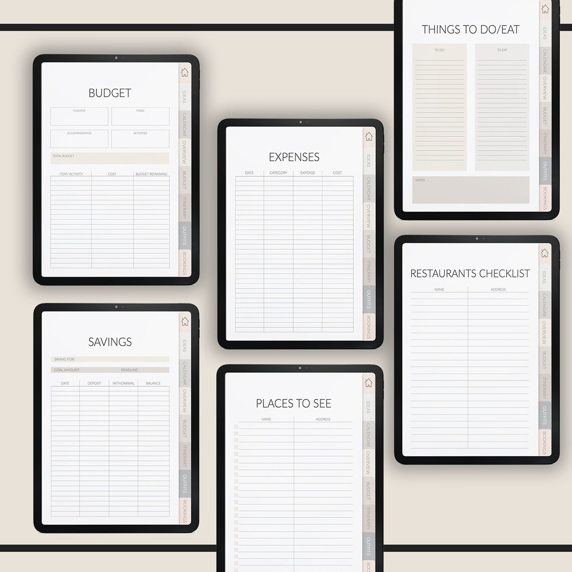 Digital Travel Planner for Ipad: Itinerary & Budget (PDF With 500 ...