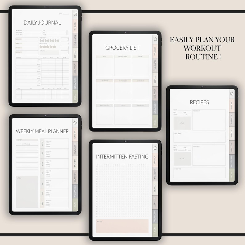 Digital Fitness & Wellness Planner | Mood Tracker and Mindfulness ...