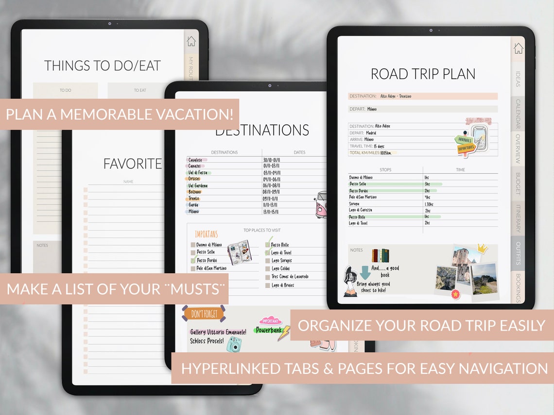 Digital Travel Bundle Adventure Pack Undated Digital Planner Vacation ...